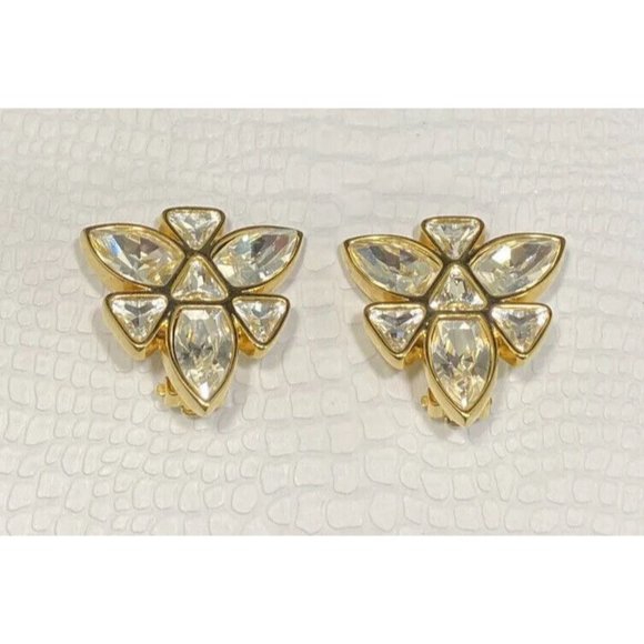 SAL | Jewelry | Vintage Signed Sal Swarovski Crystal Gold Toned Clip On ...